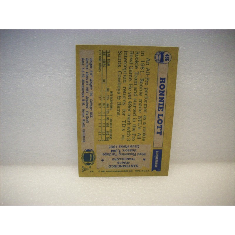 1982 Topps Ronnie Lott Rookie